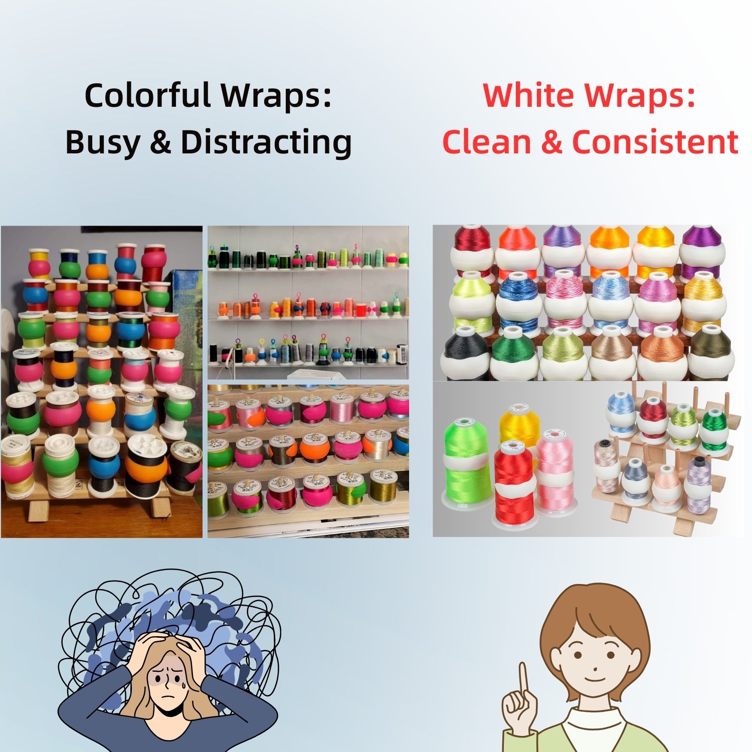 Simthread Pure White Embroidery Thread Spool Holder 20/65/100 pcs ...