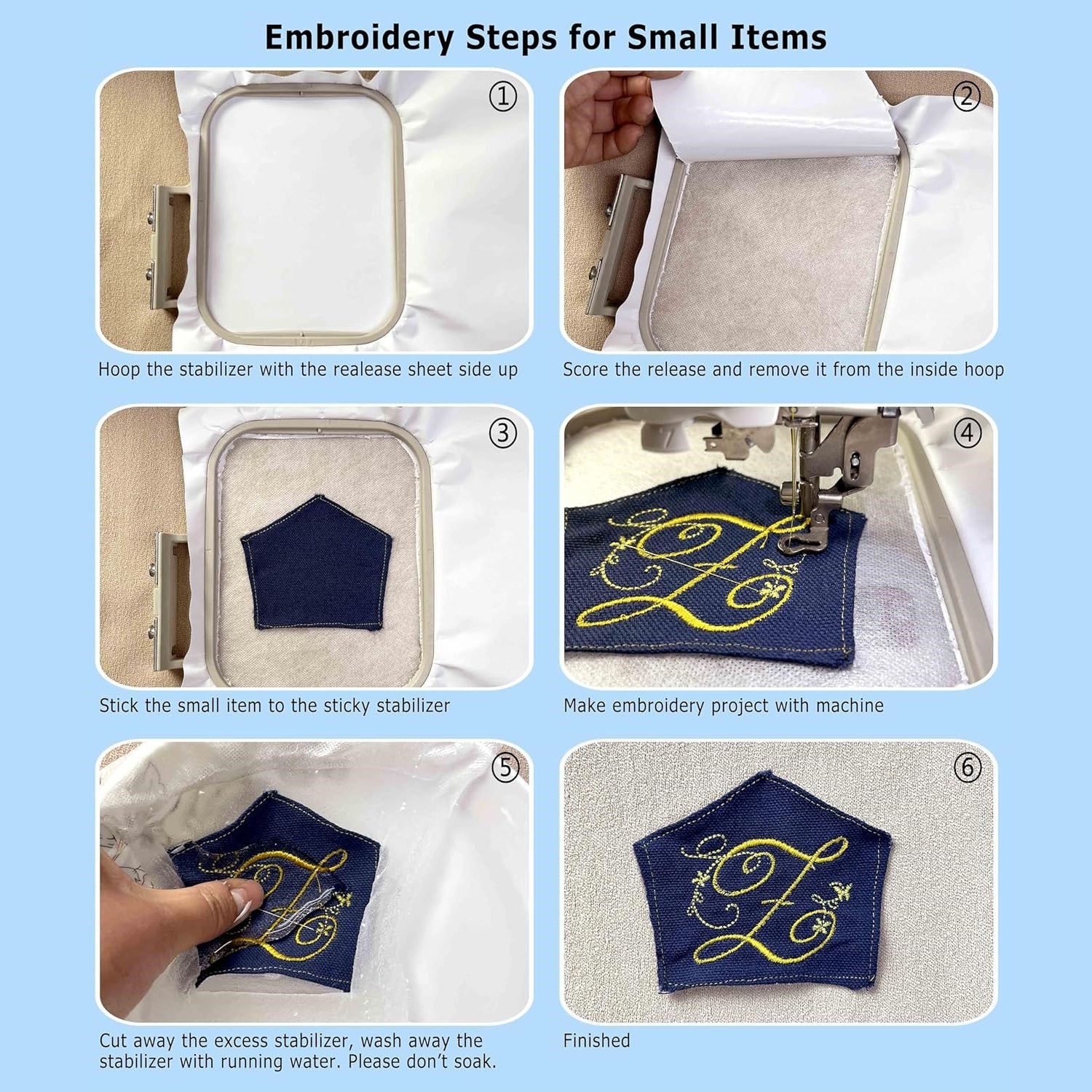 Simthread Sticky Wash Away Paper Embroidery Stabilizer A4 Size Medium ...