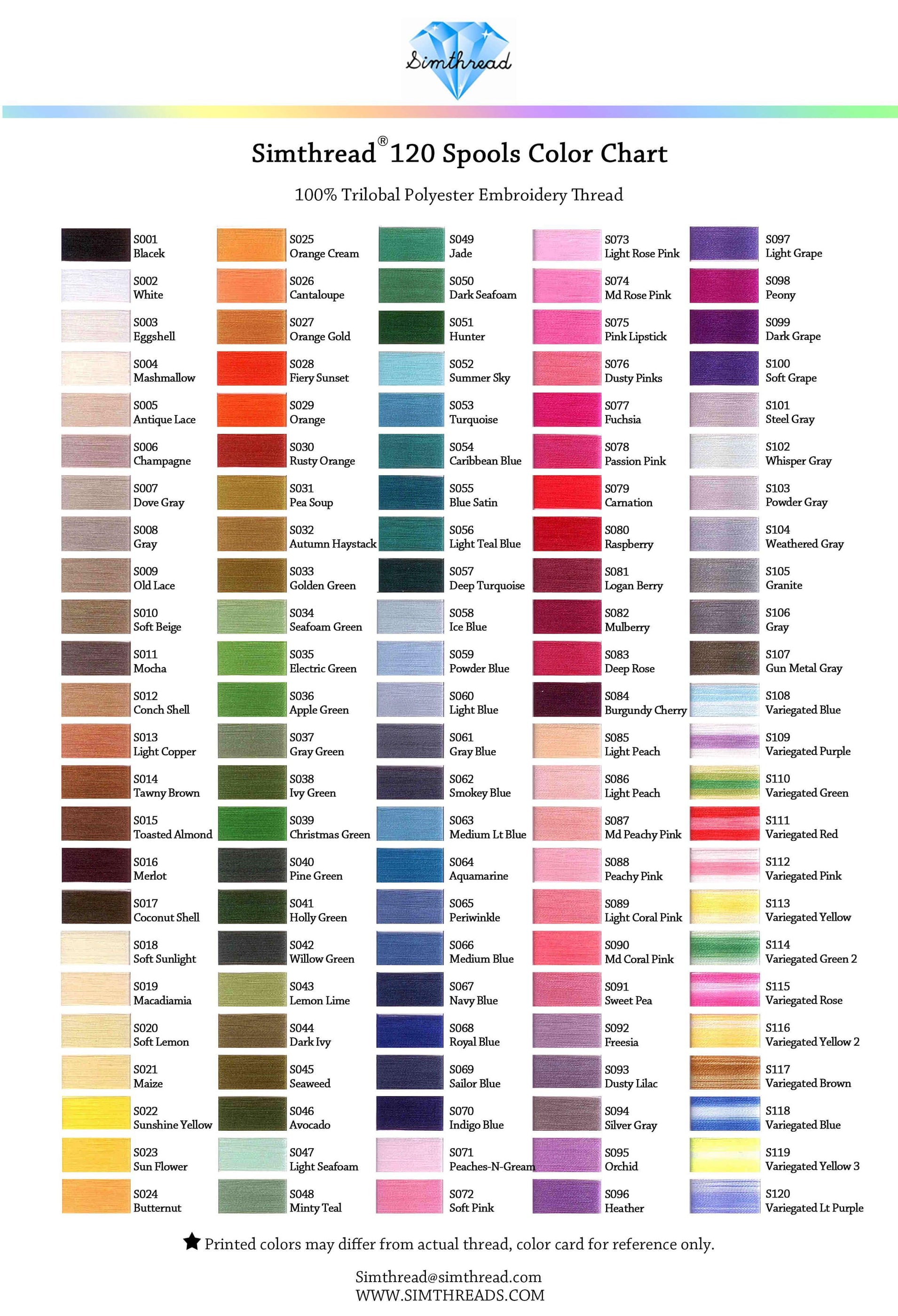 Simthread 120 Colors Collection Individuals — Simthread - High Quality ...